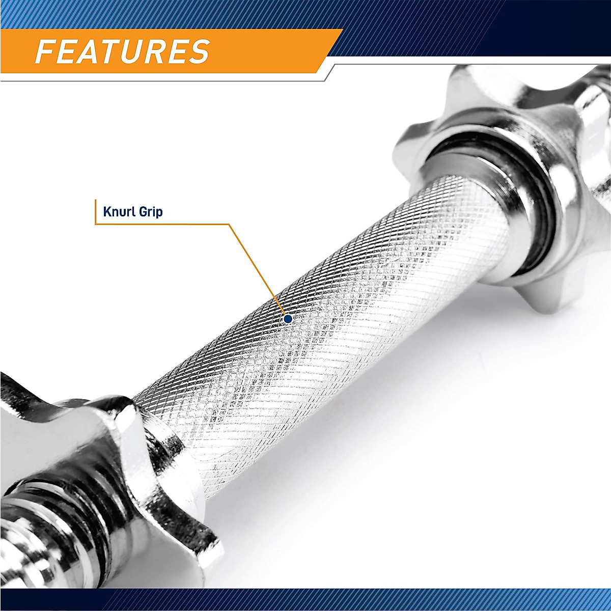 Marcy 14” Adjustable Chrome Threaded Dumbbell Handles for Standard Weight Plates with 1” Diameter Center TDH-14.1