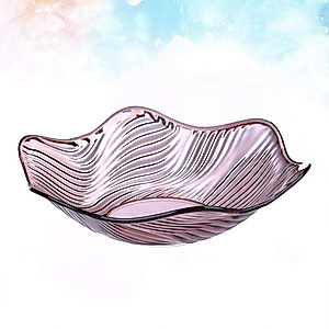 DOITOOL Salad Bowl for Lunch Plastic Crystal Fruit Plate Flower Design Snack Nut Dish Wave Edge Candy Holder Salad Bowl for Home (Purple)