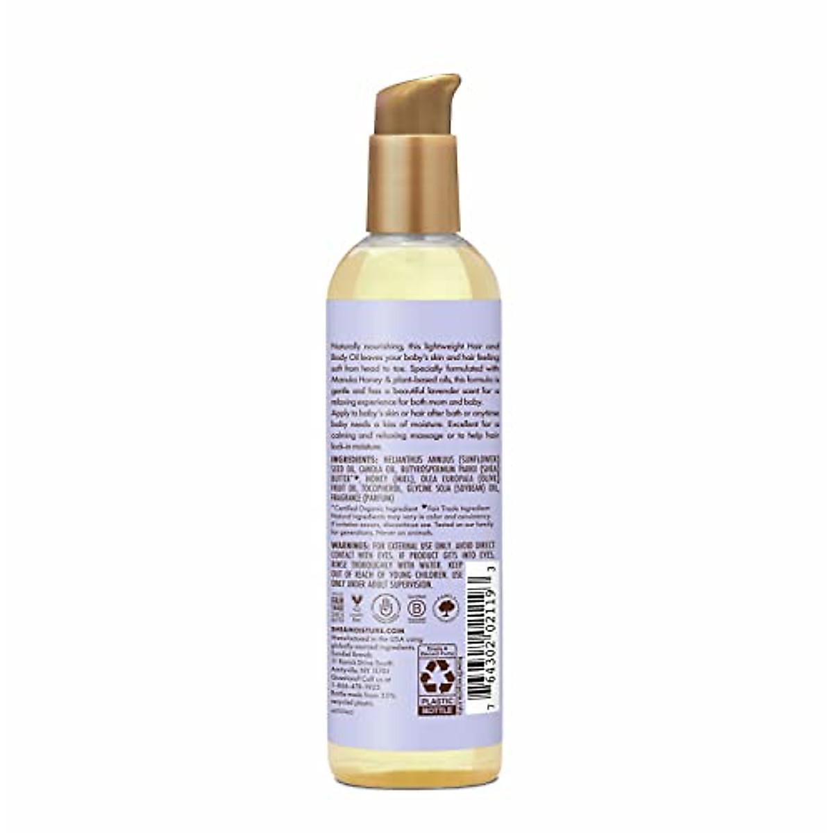 SheaMoisture Baby Hair and Body Oil for Delicate Hair and Skin Manuka Honey and Lavender Nighttime Hair and Skin Care Regimen 4.1 oz