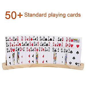 Exqline Curved Wooden Playing Card Holder Tray Rack Organizer Set of 2 Solid Card Holder for Kids Seniors - 13.8 x 1.9 x 2.4 Inch for Bridge Canasta Strategy Card Playing