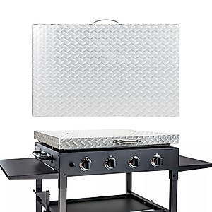 Grill Covers for 36 inch Blackstone Griddle, 36” Griddle Grill Lid Hard Cover Waterproof Aluminum with Stainless Steel Handle Diamond Plate Front or Rear Grease Griddle Accessories