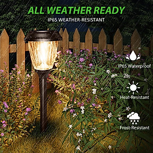 XMCOSY+ Solar Lights Pathway Outdoor - 2 LED Modes 10/25 LM Solar Powered Yard Garden Lighting, Waterproof IP65 Glass Stainless Steel Landscape Lights for Driveway Walkway Sidewalk Decor (Warm White)