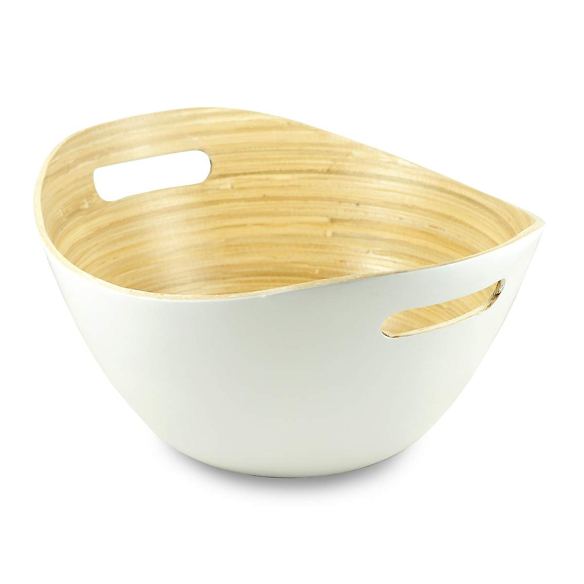 Purelite Modern Scandinavian Style Designer Salad and Fruit Bowl with Matching Salad Serving Set Made of Sustainable Bamboo | 12 inch