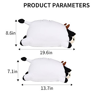 ROPELOK Giant Cow Stuffed Animals Plush Toy, Cow Plush Pillow, 13.7" Stuffed Cow Plush for Kids Children Xmas Birthday Gifts (Round Eyes)