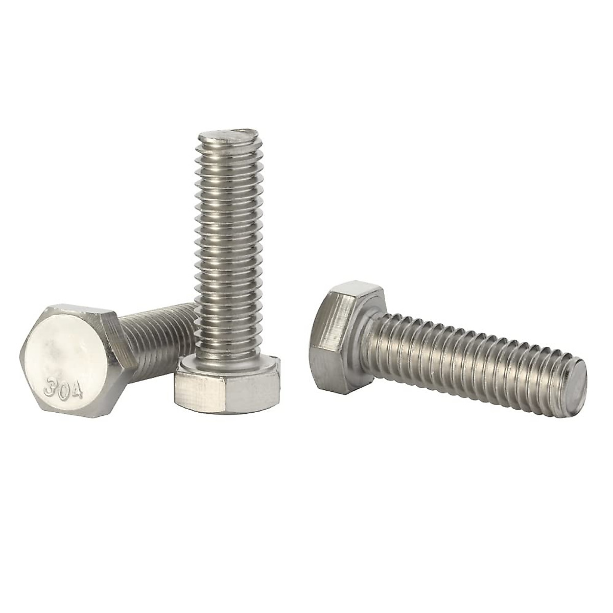 M8-1.25 x 20mm Hex Head Bolts Hexagon Screws, 304 Stainless Steel 18-8, Plain Finish, Fully Threaded, 25 PCS