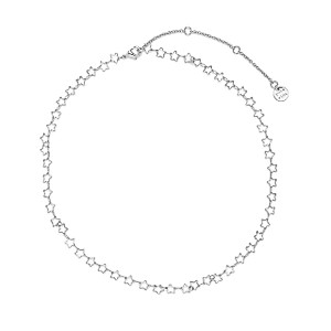 Pura Vida 14" Silver Seeing Stars Choker Necklace - Brand Charm, Exclusive Design - 3" Extender