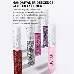 Quxunzzz Liquid Glitter Eyeshadow,Liquid Glitter Eyeliner Metallic Glitter Shimmer Eye Looks Waterproof Long Lasting Quick-Drying Sparkling Eye Shadow Makeup euphoria makeup 02
