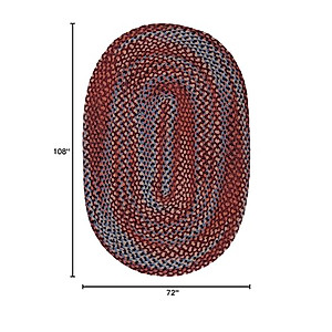 SAFAVIEH Braided Collection Area Rug - 6' x 9' Oval, Blue & Rust, Flat Weave Reversible Cotton Design, Easy Care, Ideal for High Traffic Areas in Living Room, Bedroom (BRD257P)