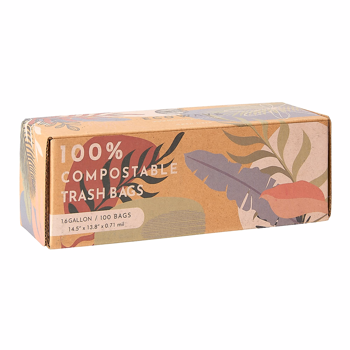 ECO WAVE 100% Compostable Trash Bags, 1.6 Gallons, 100 Bags 0.71 Mil, ASTM D6400, EN 13432, US BPI and Europe OK Compost Home Certified Biodegradable