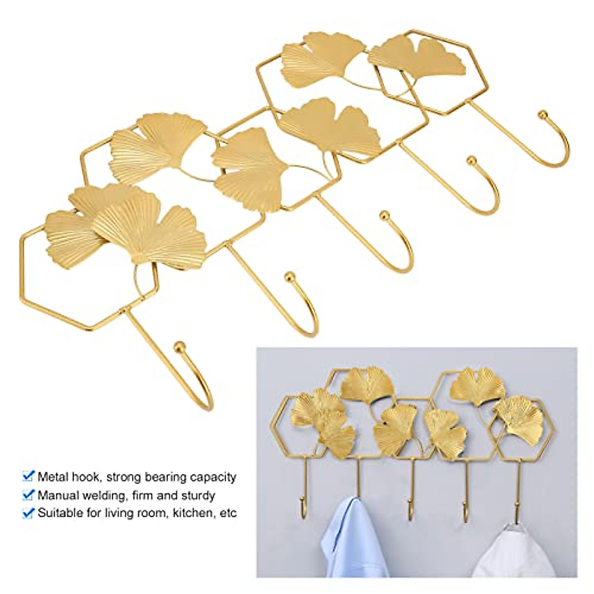 Agatige Wall Mounted Clothes Hook,Multifunctional Clothes Hanger Reusable Space Saving Coat Rack for Scarf & Bag(Gold)