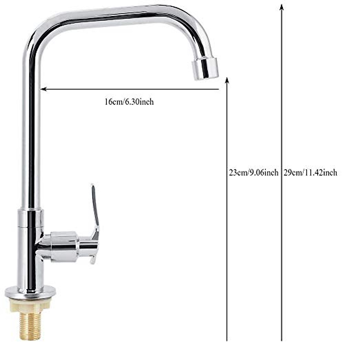 Water Faucet,360 Degree Swivel Spout Kitchen Sink Faucet Cold Water Mixer, Modern Lead-Free Commercial Bar Sink Faucet fit for 1 hole Single Handle Faucet Anti-Rust