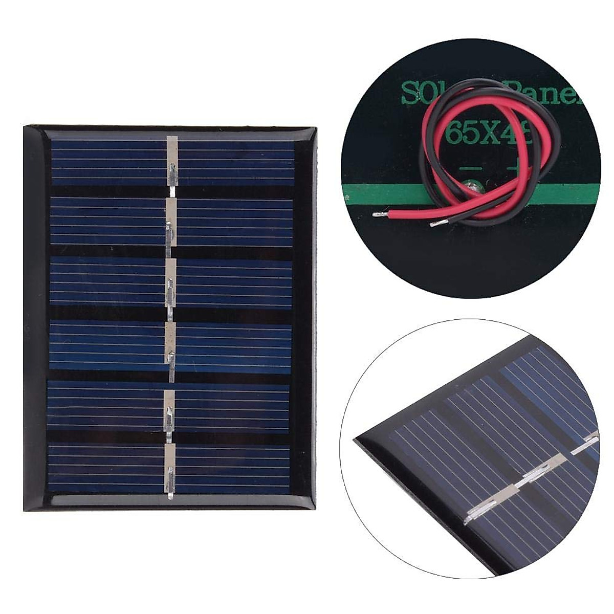 Solar Panel, 4Pcs 3V 0.3W Polycrystalline Silicon DIY Safety Solar Power Charging Panel with Cable, Intelligent Stabilized Voltage Control, 65x48mm