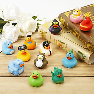 Creative Rubber Ducks, 12 Pack Assorted Rubber Ducks Bath Toys Funny Rubber Duckies for Kids Duck Toy Floating Bathtub Toys for Kids Baby Shower Party Favors Christmas Collection (12 Styles)