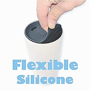 Porta Via Reusable Coffee Cup Silicone Lid – Fits Any Tumbler, Water Bottle, & Ceramic Coffee Mug – Dishwasher-Safe Ceramic Travel Mug Lid Keeps Hot Cups Hot (Medium to Large - Grey)