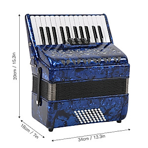 26 Key 48 Bass Piano Accordion, Professional Accordion with Accordion Backpack and Shoulder Strap Celluloid Accordion for Daily Practice Music Performance
