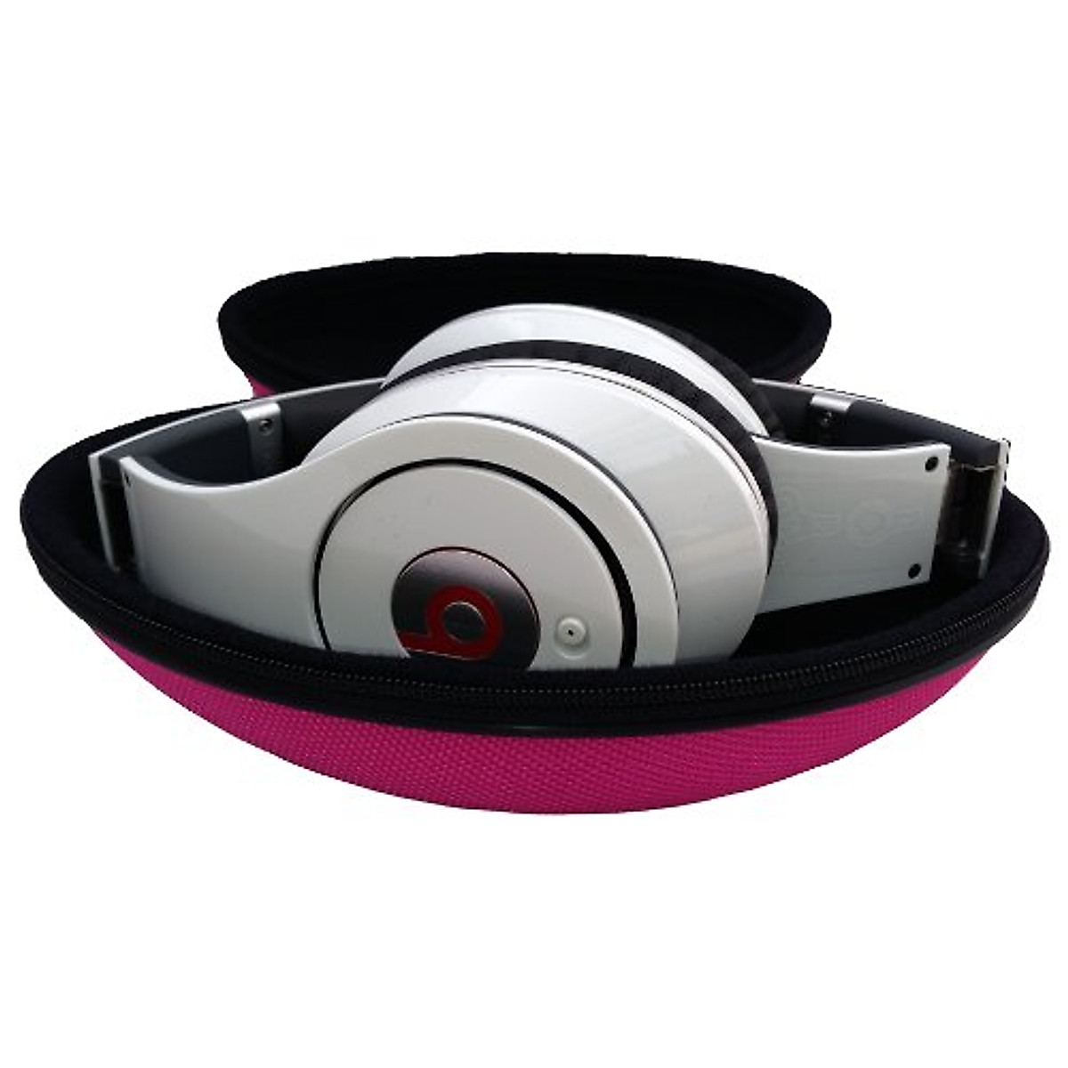 CASEBUDi Oval Hard Shell Headphone Carrying Case | Travel Pouch Protection Compatible with Foldable Headphones | Pink Ballistic Nylon