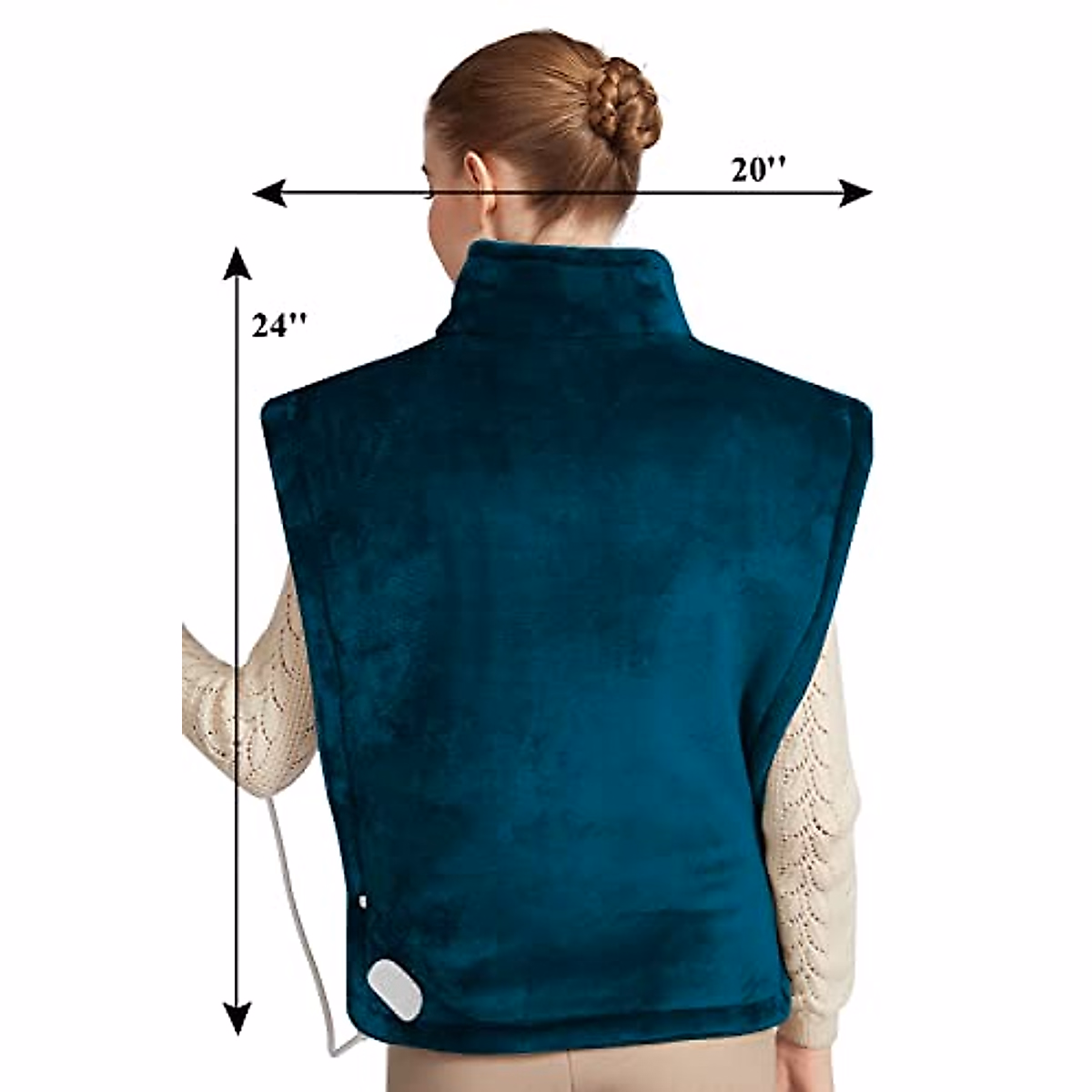 Ruqiji 26" x 35" Neck&Shoulder&Back Heating Pad with Fast-Heating Technology&10 Temperature Settings, Flannel Electric Heating Pad/Pain Relief for Back/Neck/Shoulders/Menstrual Pain/Cramp (Dark Teal)