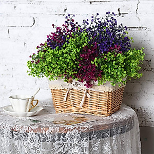 WILLBOND 12 Bundles Artificial Flowers Outdoor Artificial Plant Decor UV Resistant Fake Plastic Flowers Faux Shrubs for Home Garden Porch Hanging Planters Outdoor Spring Summer Decoration (Green)