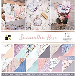 American Crafts PS-005-00593 Card Stock 12"X12" Samantha Rose Premium Printed Cardstock Stack
