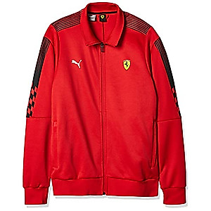 PUMA Men's Standard Ferrari Race T7 Track Jacket, Rosso Corsa, Medium