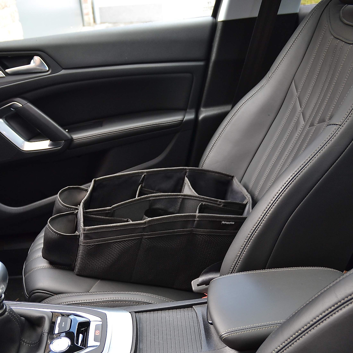 Car Seat Organizer - Back Seat & Front Seat Storage Bag with Seat Belt Attachment, Cup holders and Foldable Pockets - Water Resistant Backseat Organizer for Toys, Snacks and other utensils