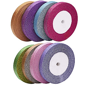 Livder 8 Rolls 1/2 Inch Width Metallic Glitter Ribbon for Holiday Wedding Birthday Party Decoration Gift Wrapping