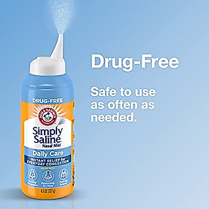 ARM & HAMMER Simply Saline Nasal Care Daily Mist 4.5oz – Instant Relief for Every Day Congestion – One 4.5oz Bottle