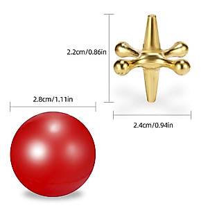 Legigo 3 Sets Retro Metal Jacks and Ball Game Toys Kit,Include 3 Pieces Red Rubber Balls and 30 Pieces Gold and Silver Metal Jacks for Kids and Adults,Classic Game of Jacks for Party Favor