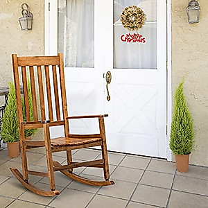 Rocking Chair Outdoor, High Back Rocker Chair with 350Lbs Support, Comfortable Porch Chair for Adults, All-Weather Resistant