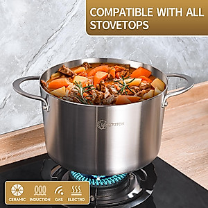 LOLYKITCH Tri-Ply 3 Quarts Stainless Steel Induction Cooking Pot,Small Stock Pot,Sauce Pot with Lid,Dishwasher and Oven Safe.