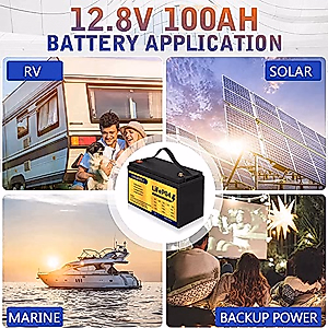 LISUATELI 12V 100Ah Lifepo4 Lithium Batteries Up to 3000-7000 Deep Cycles for Golf Cart Solar RV Camper Marine Battery (12V100AH black)
