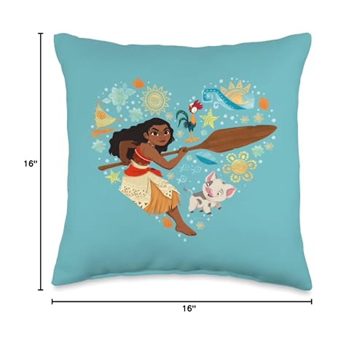 Disney Princess Moana Hei Hei Pua Collage Heart Throw Pillow