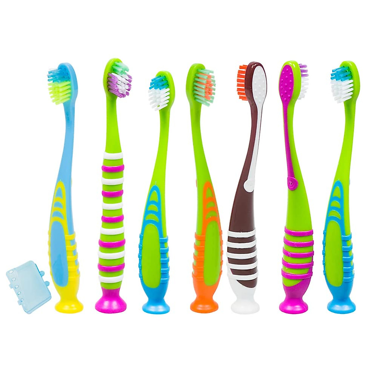 ALL PURE 6 Pack Kids Toothbrush Suction Cup Stand Soft Bristles Toddler Clean Oral Care