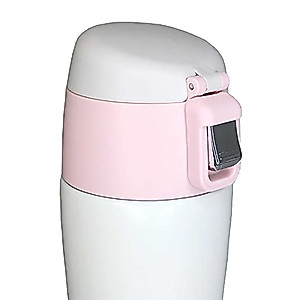 DEDEYA Samily 16oz/473ml Stainless Steel Vacuum Insulated Glass Bottle featured with an easy open flip-top cap, with glass liner inside. keep beverage hot or cold for hours.（Pink Lid ）