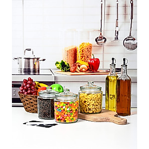 GADGETWIZ Glass Cookie Jar - Glass Apothecary Jars With Lids - Canister Sets For Kitchen Counter - Glass Candy Jars - Glass Canisters Set Of 3 - Sugar Containers For Countertop (3 pack 32oz)