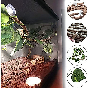 Tfwadmx Lizard Lounger Bearded Dragon Hammock Accessories Coconut Shell Hut Jungle Bendable Vines Leaves Tank Decor for Chameleon Gecko Snakes (5 Pcs