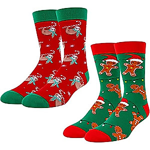 Zmart Funny Christmas Socks for Men Boys Holiday Socks Gingerbread Socks, Gingerbread Gifts Stocking Stuffers for Teen Boys Secret Santa Gifts Christmas Gifts 2 pairs