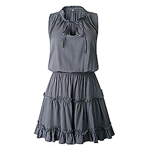 Daorokanduhp Women Work Party Dress Fashion Sexy V-Neck Solid Sleeveless Back Up Zipper Above Knee Mini Skirts Dresses