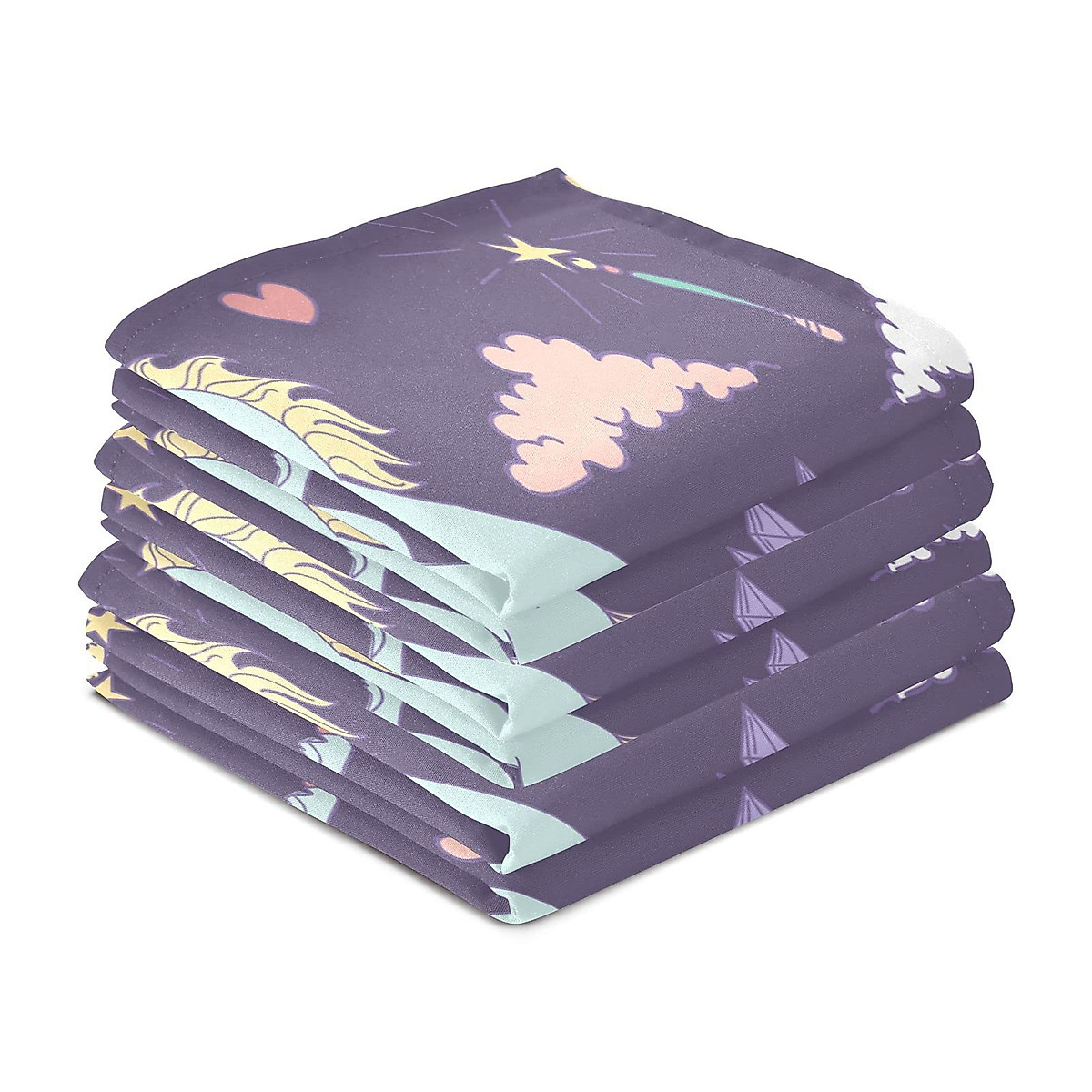 Kigai 1 Pack Rainbow Star Unicorn Kitchen Towels Soft Highly Absorbent Dish Towels Reusable Tea Towels Set 28 x 18 Inch