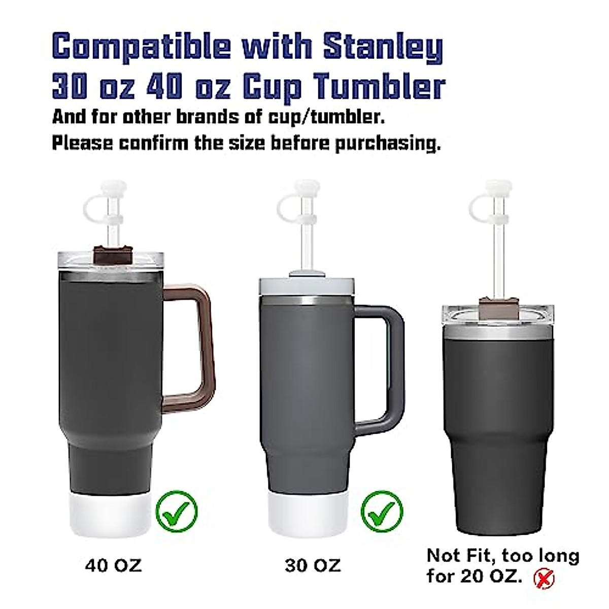 2023 New Set Straw Cover Straw Replacement Boot Sleeve Spill Stopper for Stanley Cup 40 oz 30 oz Quencher, 15 Pack Tumbler Accessories for Stanley Cup