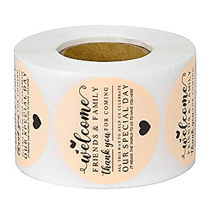 WRAPAHOLIC Welcome Wedding Favor Stickers - Rustic Design Wedding Favor Labels, Wedding Welcome Stickers - 2 x 2 Inch 500 Total Labels