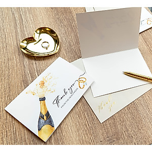 Gooji Wedding Thank You Cards with Matching Envelopes, 4x6 Inches, 20 Count, White and Beige