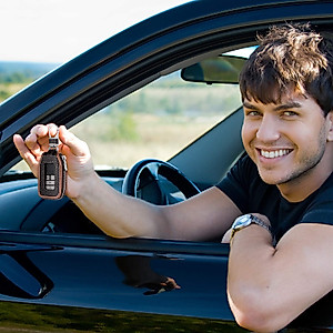 2 Pieces Leather Car Key Chain Case Holder Auto Key Fob Holder Smart Protector Cover (Brown)