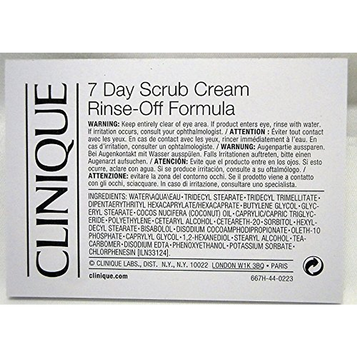 Clinique 7 Day Scrub for Unisex Cream Rinse Off Formula, 3.4 Ounce