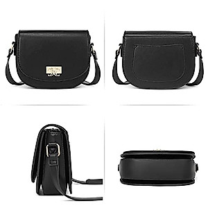 CLUCI Small Crossbody Bags for Women Vegan Leather Shoulder Saddle Purses Ladies Lightweight Travel Handbags Mother's Day Gift Black