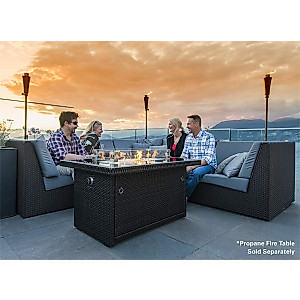 Outland Fire Table 3 Piece Rectangle Accessory Set - Tempered Glass Lid Insert, Tempered Glass Wind Guard Fence and Water Resistant Durable Cover for Series 401/403 Outdoor Propane Fire Pit Tables