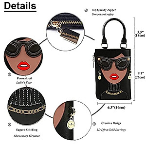 Novelty Personalized Women's 3D Ladies Designer Leather Top Handle Satchel Handbags Tote Purse Crossbody Shoulder Bags (Black)