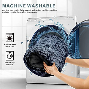 Dog Bed,Crate Pet Bed Kennel Pad,Soft Plush,Comfortable Dog Bed,Washable,Suitable for Medium & Large Dogs(Dark Grey)