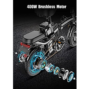 Upgrade Folding Electric Bicycle for Adults 400W 48V15Ah Build-in Lithium Large Battey Long Range 20 * 4.0" Fat Tire E-Bike All Terrien Mountain Snow Beach City Cruiser Electric Bike Engine Pro