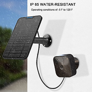 Shyueda Solar Panel Charging Compatible with Blink XT/XT2/New Outdoor(3rd Gen) Camera,with 13ft Waterproof Charging Cable,IP65 Weatherproof,Includes Secure Wall Mount(Black) (3)